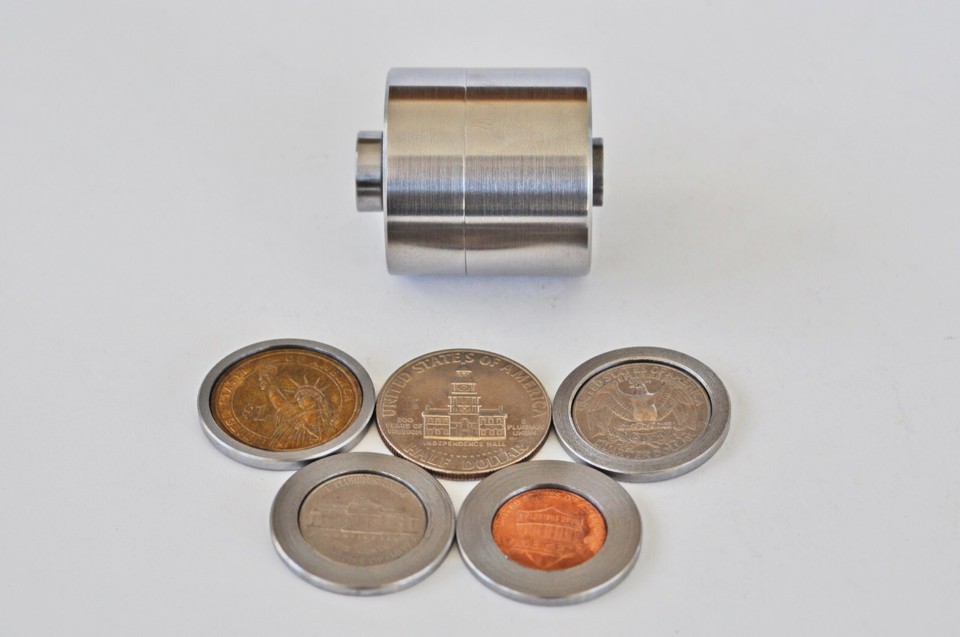 Steel Coin Ring Tool SET with SPACERS for 5 US COINS CENTER PUNCH Hole ...