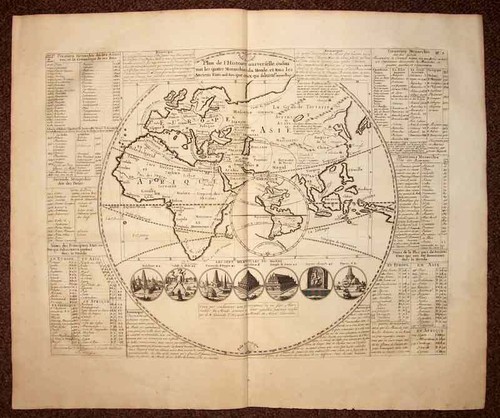Globe Terrestrial map old Geographic World Map engraving Of Chatelain ...