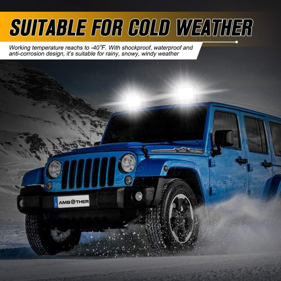 2x 4inch LED Work Light Bar Offroad Spot Flood Pods 4WD ATV SUV Driving ...