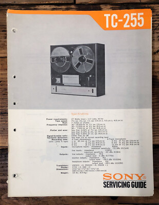 Sony TC-255 Cassette Service Manual *Original* | eBay
