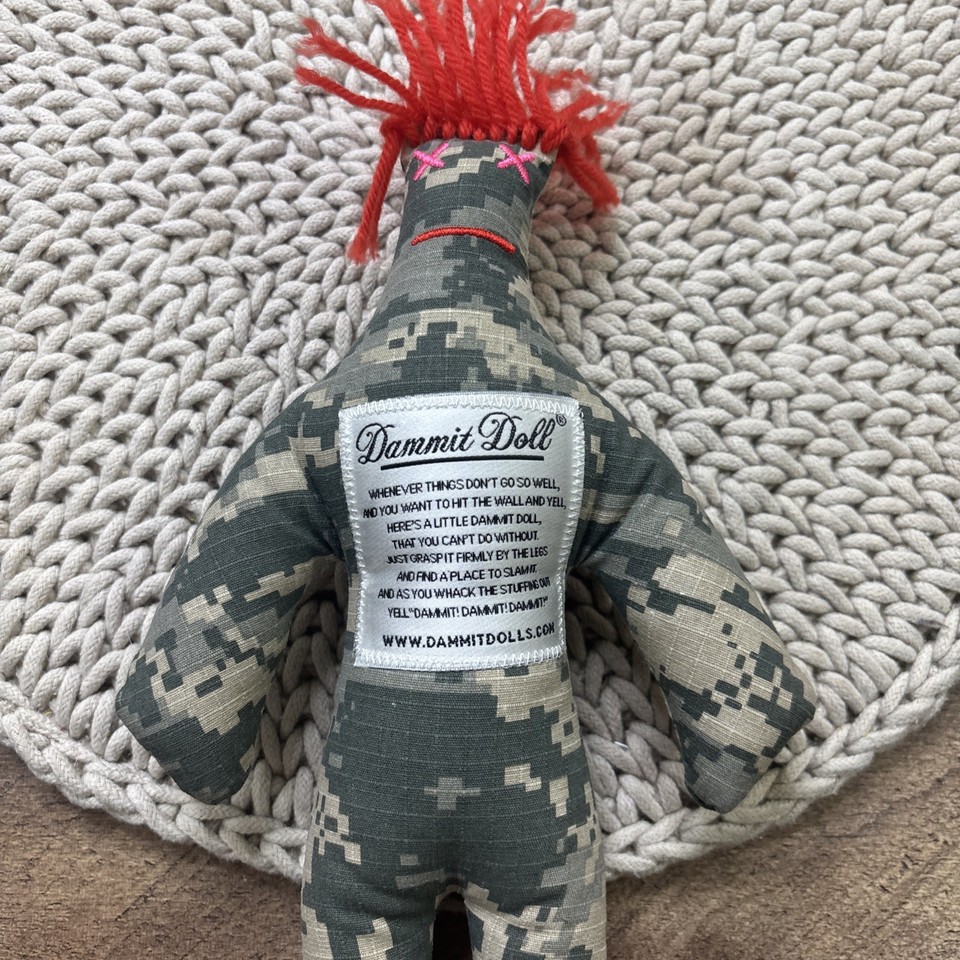 Dammit Doll Stress Relief Plush Doll 13" Camouflage Print Red Hair | eBay