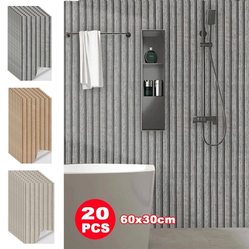 3D Wood Slats Self-Adhesive PVC Cladding Wall Panels for Kitchen ...