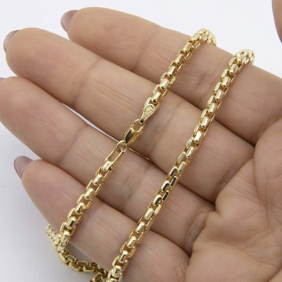 3.5mm Round Box Link Chain Necklace Real 10K Yellow Gold All Sizes | eBay