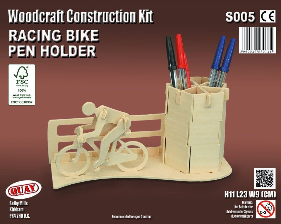 Racing Bike Pen Holder: Woodcraft Quay Wooden 3D Model Kit S005 Age 5 ...