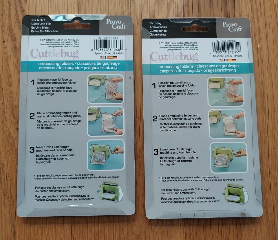 (2) Cuttlebug 4 Mini EMBOSSING FOLDERS It's A Girl & Birthday - Provo ...