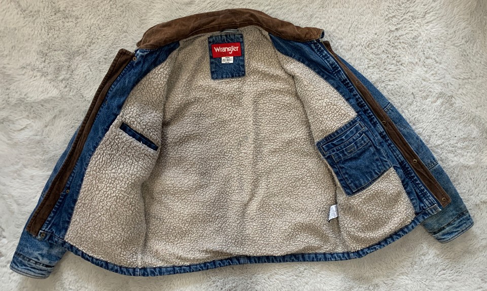 Sherpa Jacket Wrangler Lined Men's Trucker Denim Corduroy Collar Medium ...