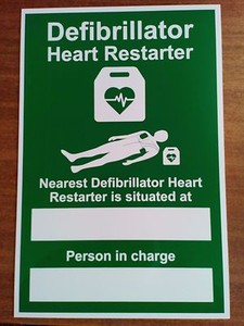 AED Defibrillator - Nearest / Person in Charge Sign - Rigid Plastic -A4 ...