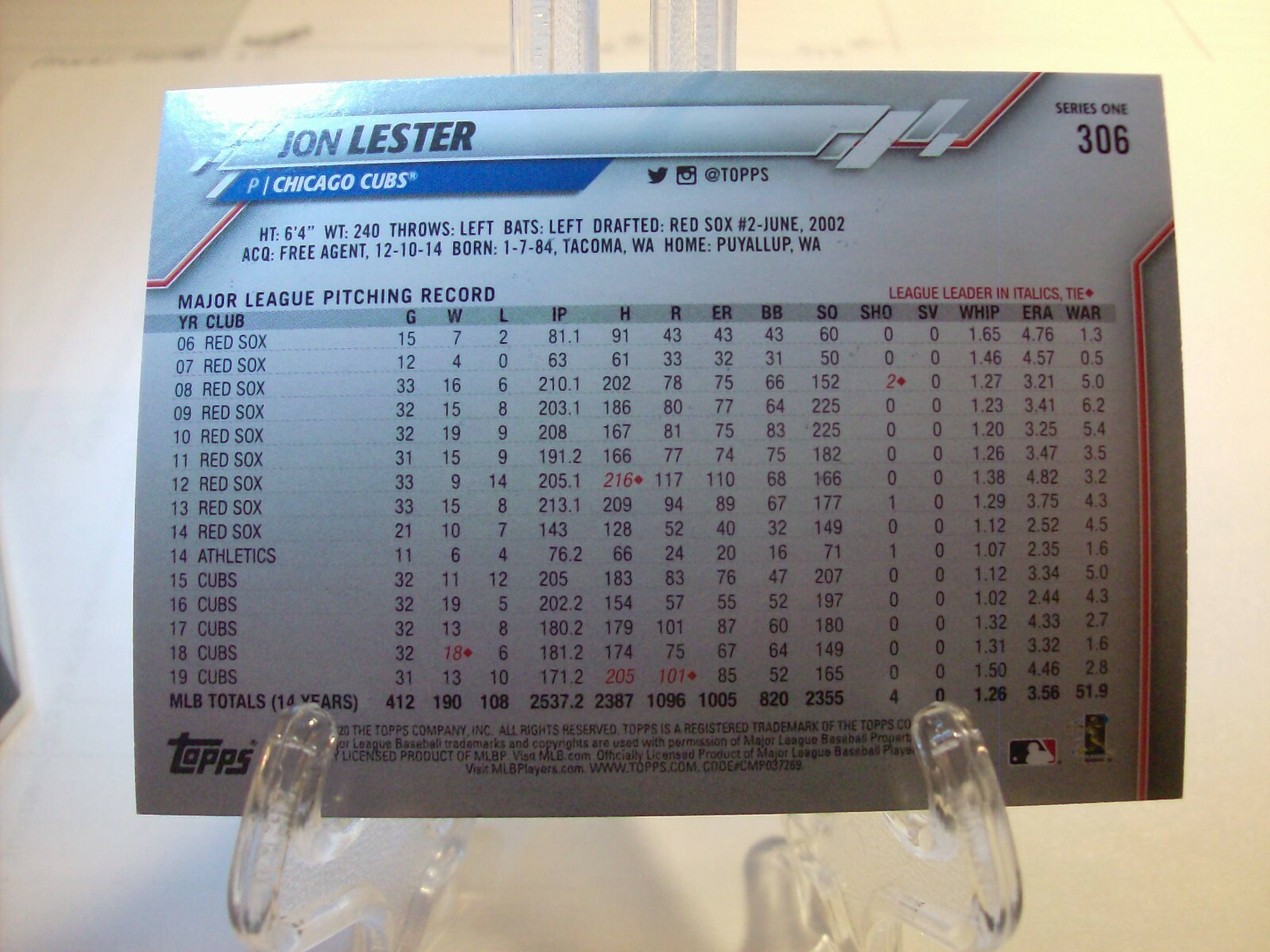 2020 Topps - Rainbow Foil #306 Jon Lester for sale online | eBay