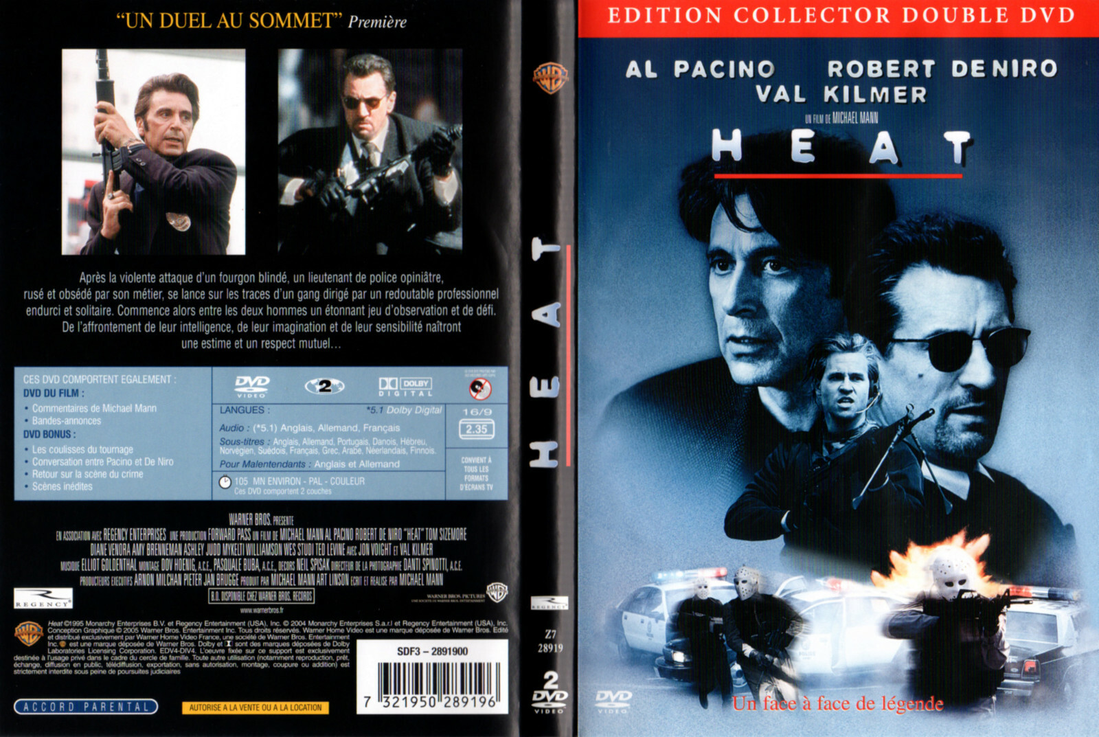 2 DVD COLLECTOR - HEAT - Al Pacino,Robert De Niro,Val Kilmer,Ashley ...