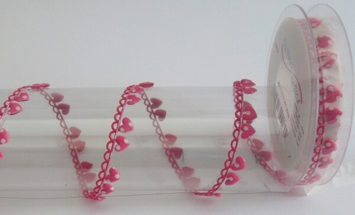 Dekoband Borte mit Herzchen pink weiß 15mm breit 20M/Rolle | eBay.de