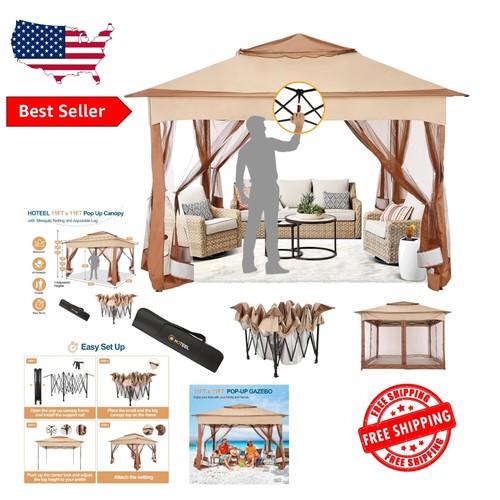Sturdy 120"x120" Outdoor Canopy Tent with Mosquito Nets & Adjustable ...