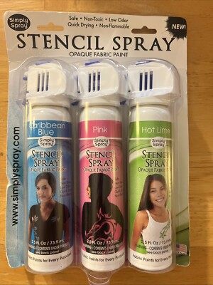 SIMPLY SPRAY Stencil spray Opaque Fabric Paint 3 Colors Each 2.5 Fl oz ...