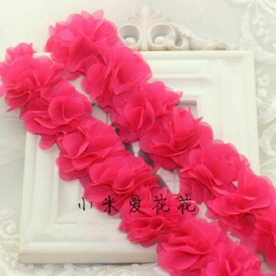 Chiffon 3D Flower Edging ruffles trimming Fabric Sew Frill DIY Cloth ...