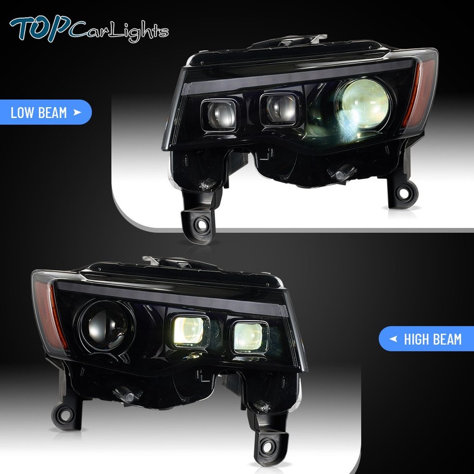 Pair LED 3Projector Headlights Set For 2014-2022 Jeep Grand Cherokee W ...