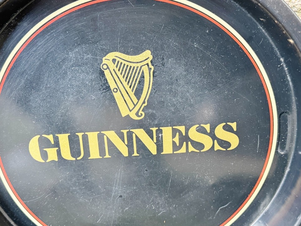 VINTAGE GUINNESS BAR TRAY BLACK GOLD HARPIST LOGO PUB SERVING TRAY ...