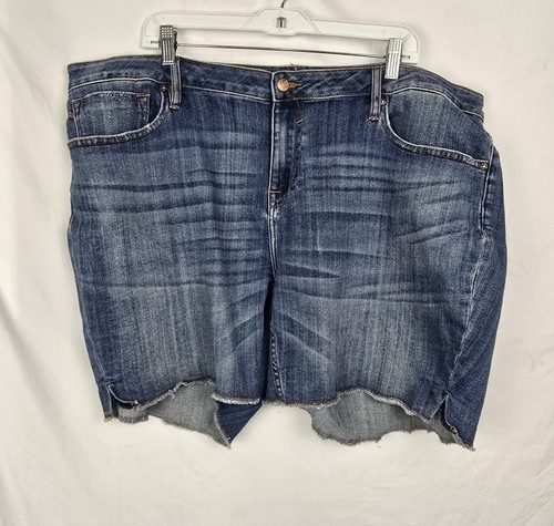 Vigoss Jagger Shorts Blue Denim Frayed Hem High-Rise Women's Plus Size ...