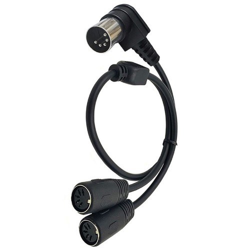 5 PIN MIDI DIN Male Right Angle Plug to 2 Female Socket Y Splitter ...