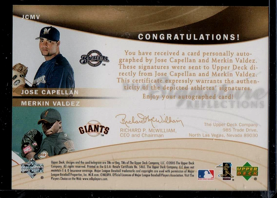 Jose Capellan/Merkin Valdez 2005 UD Signature Reflections Dual ...