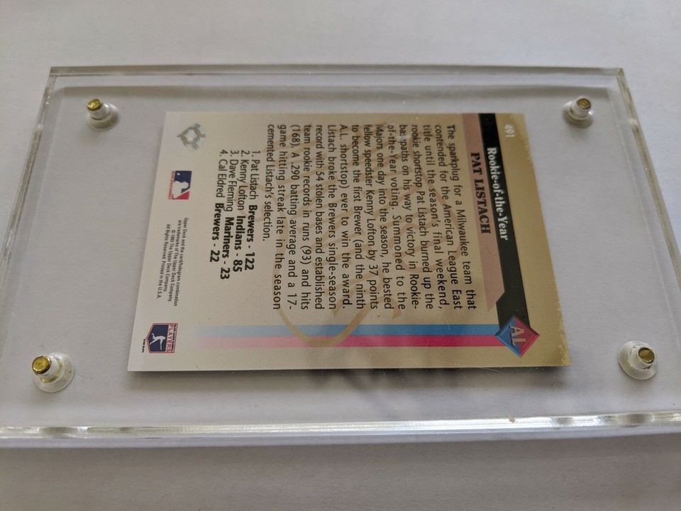 1993 UPPER DECK PAT LISTACH AWARD WINNERS ROOKIE OF THE YEAR AUTOGRAPH ...