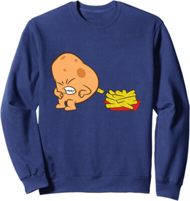 Funny Potato And French Fries Humor Gift Unisex Crewneck Sweatshirt | eBay
