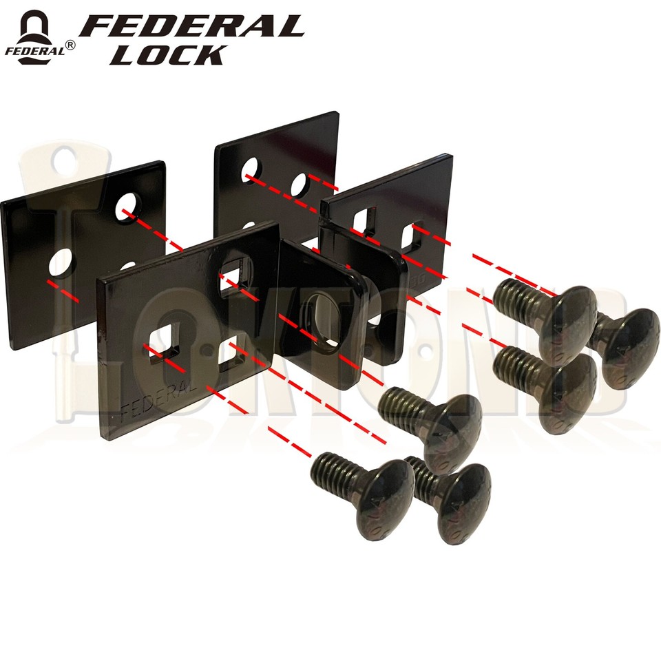 Federal FD6336 Solid Steel Bracket Hasp + Puck Lock Padlock Shed Van ...