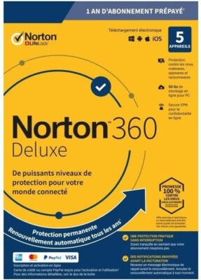 Software Antivirus Symantec Norton 360 Deluxe 5 Devices 50GO Box ...