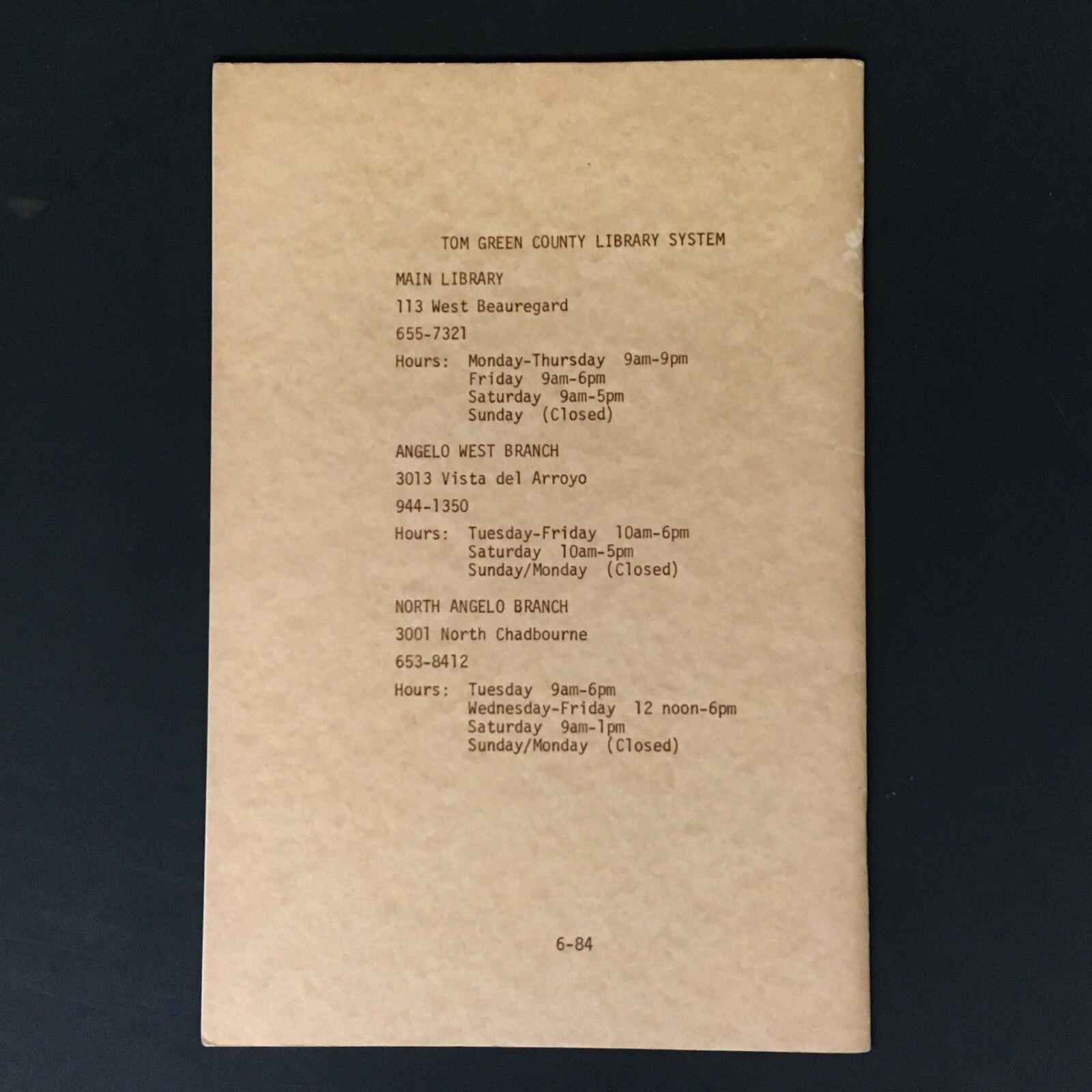 A Walk Through Historic San Angelo Booklet Tom Green County Library ...