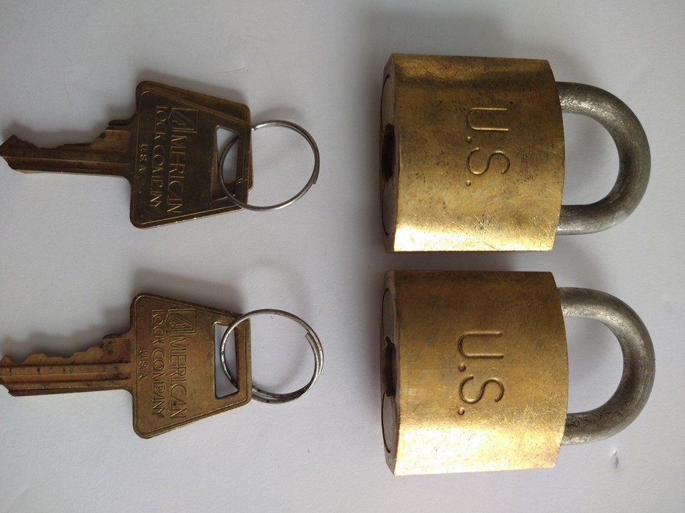 Vintage American Lock Co. US Military Padlocks Solid Brass WWII Set w ...