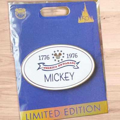 Disney WDW 50th Mickey Cast Name Tag Pin LE 600 America On Parade ...