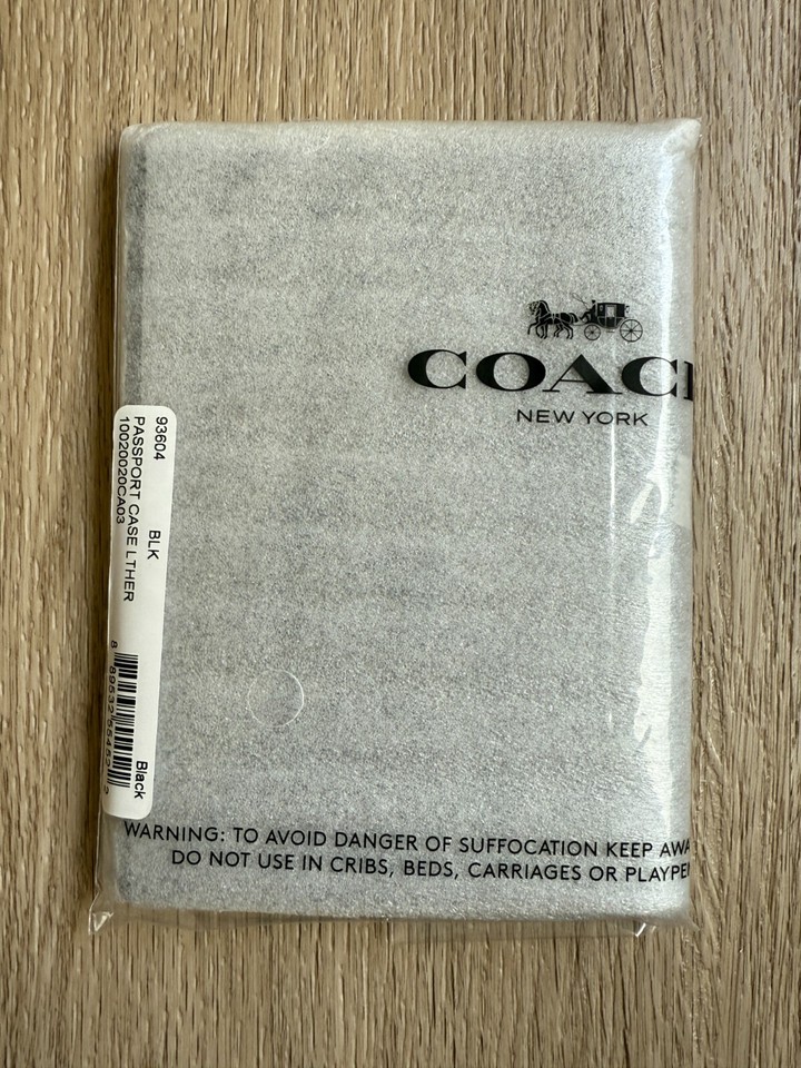 Coach Brand NEW Black Leather Passport Case/Holder 93604 | eBay