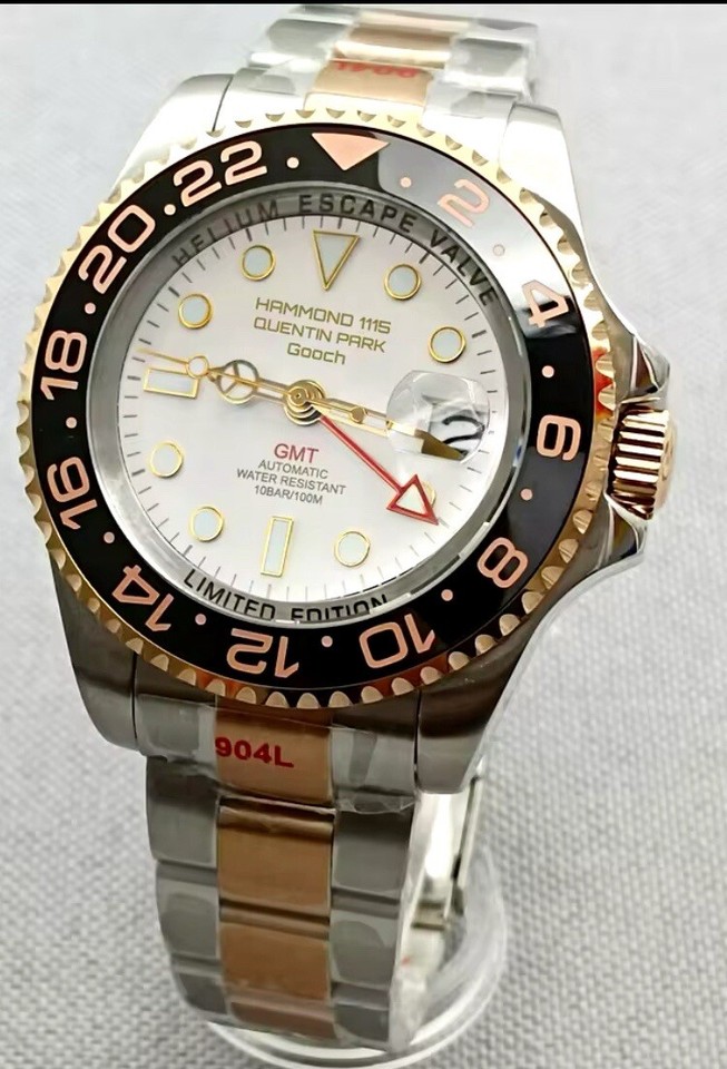 43mm Custom Built 2 Tone White Dial GMT Dive Watch - Automatic Movement ...