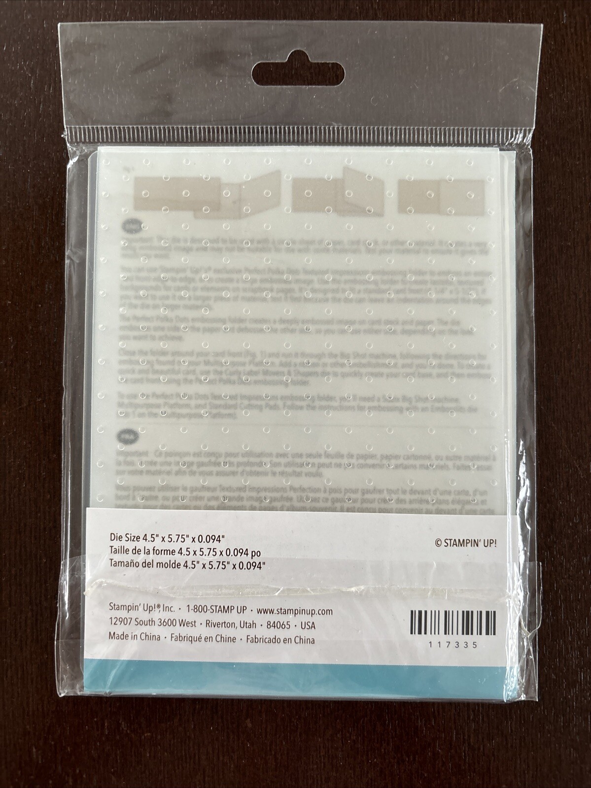 Stampin' Up! PERFECT POLKA DOTS Embossing Folder Sizzix Big Shot