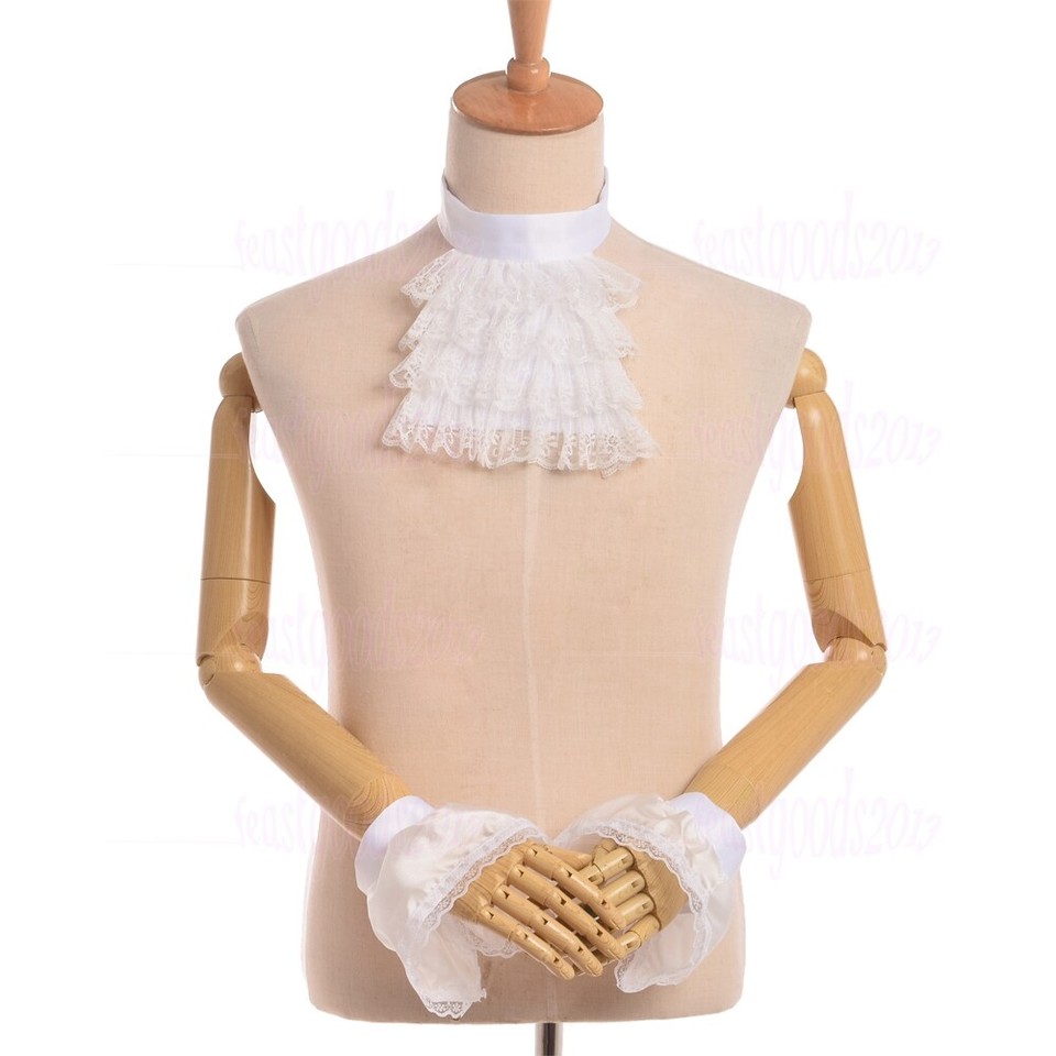 Victorian Collar & Cuff Ruffle Detachable Jabot Collar Lace Vintage Set ...