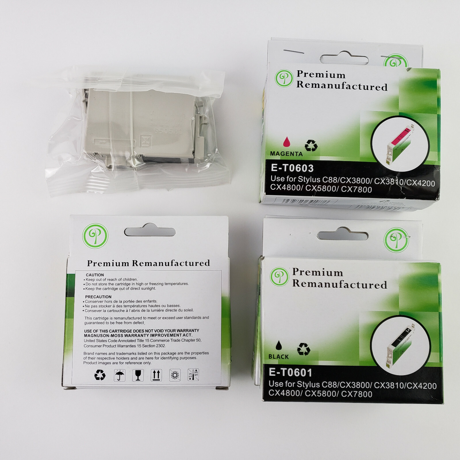 Lot of Refurbished Ink Cartridge Black T0601, Magenta T0603, Epson Cyan ...