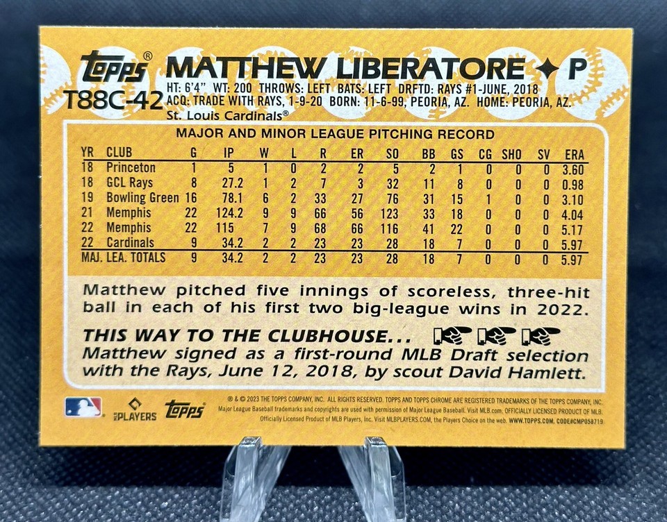 2023 Topps - 88 Topps Baseball 35 Anniversary Chrome T88C-42 Matthew ...