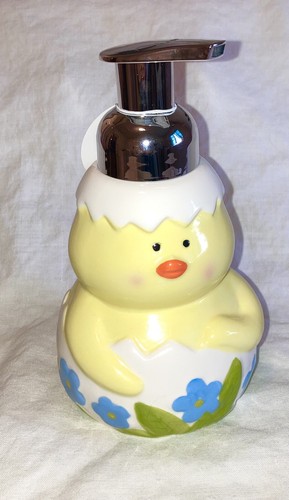 Yellow Chick Hand Soap Dispenser Porcelain holds 15 ounces Yellow NEW ...