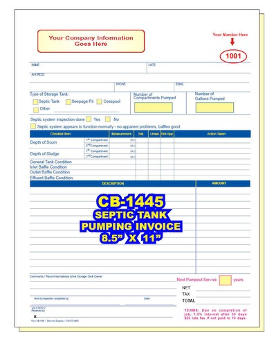 LARGE SEPTIC TANK PUMPING INVOICE 2 or 3 Part Carbonless | eBay