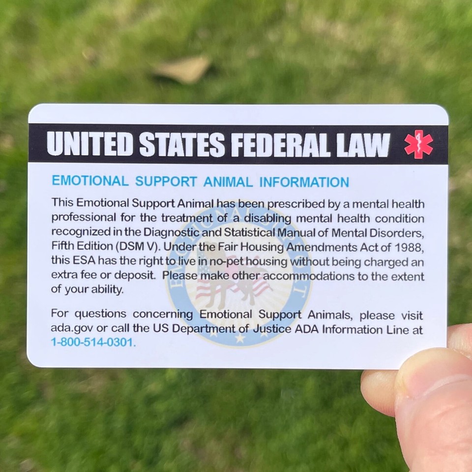ESA ID CARD FOR EMOTIONAL SUPPORT DOG / CAT ANIMAL / SERVICE DOG ...