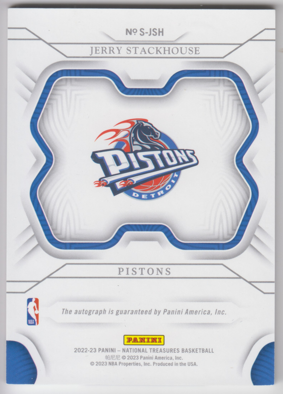 2022-23 Panini National Treasures Pistons Jerry Stackhouse Signatures ...