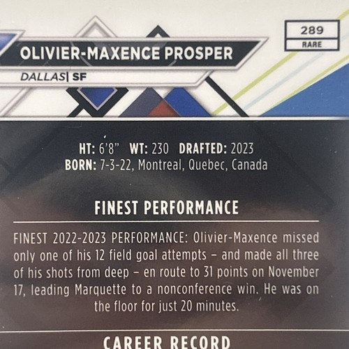 2023-24 Topps Finest Rare Red Refractor /5 RC Olivier-Maxence Prosper ...
