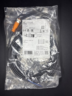 NEW ifm efector EVC003 Cordset, M12 Female Straight, 4 Wire, 5 Pin, 10m ...