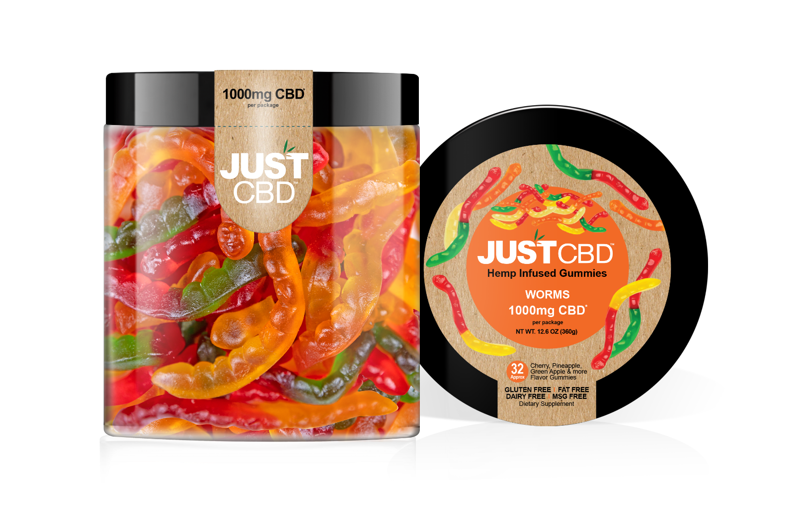 CBD Gummies Edible - Just CBD Worm Gummy 250 - 3000mg Pure Cannabidiol ...