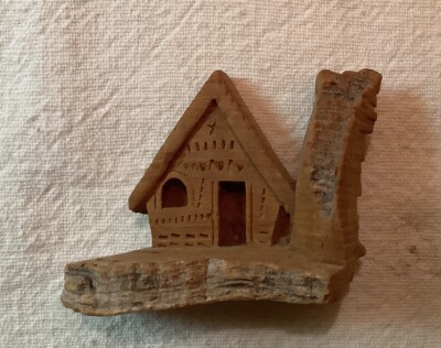 Decorative Folk Art Wood Bark Hand Carved Fairy House | eBay