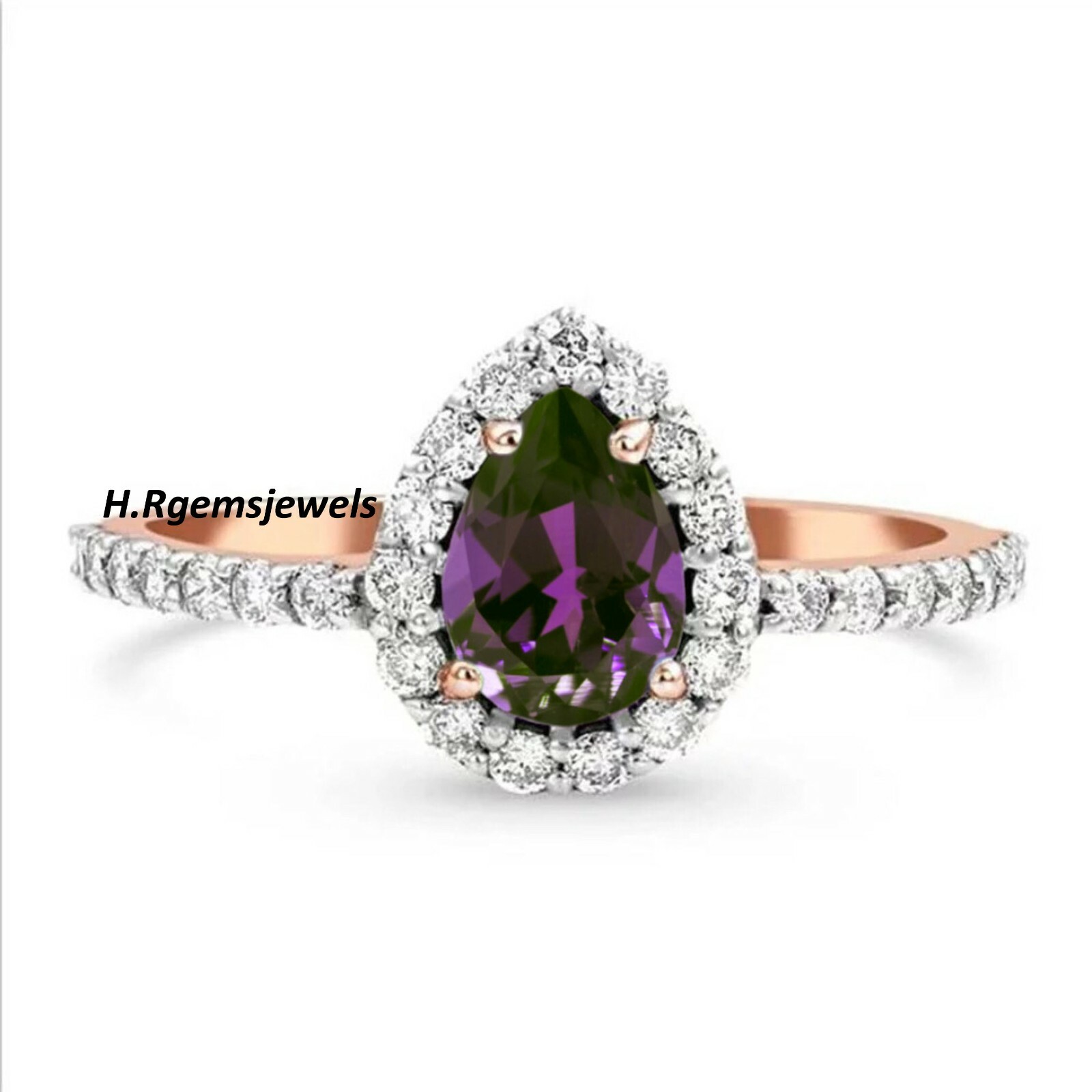 Women Alexandrite Ring Color Changing Gemstone Ring Lab Created ...