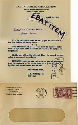 1936 SUE LAWHON Robert Engledow TROUP TEXAS Fort Worth RUTLEDGE K ...
