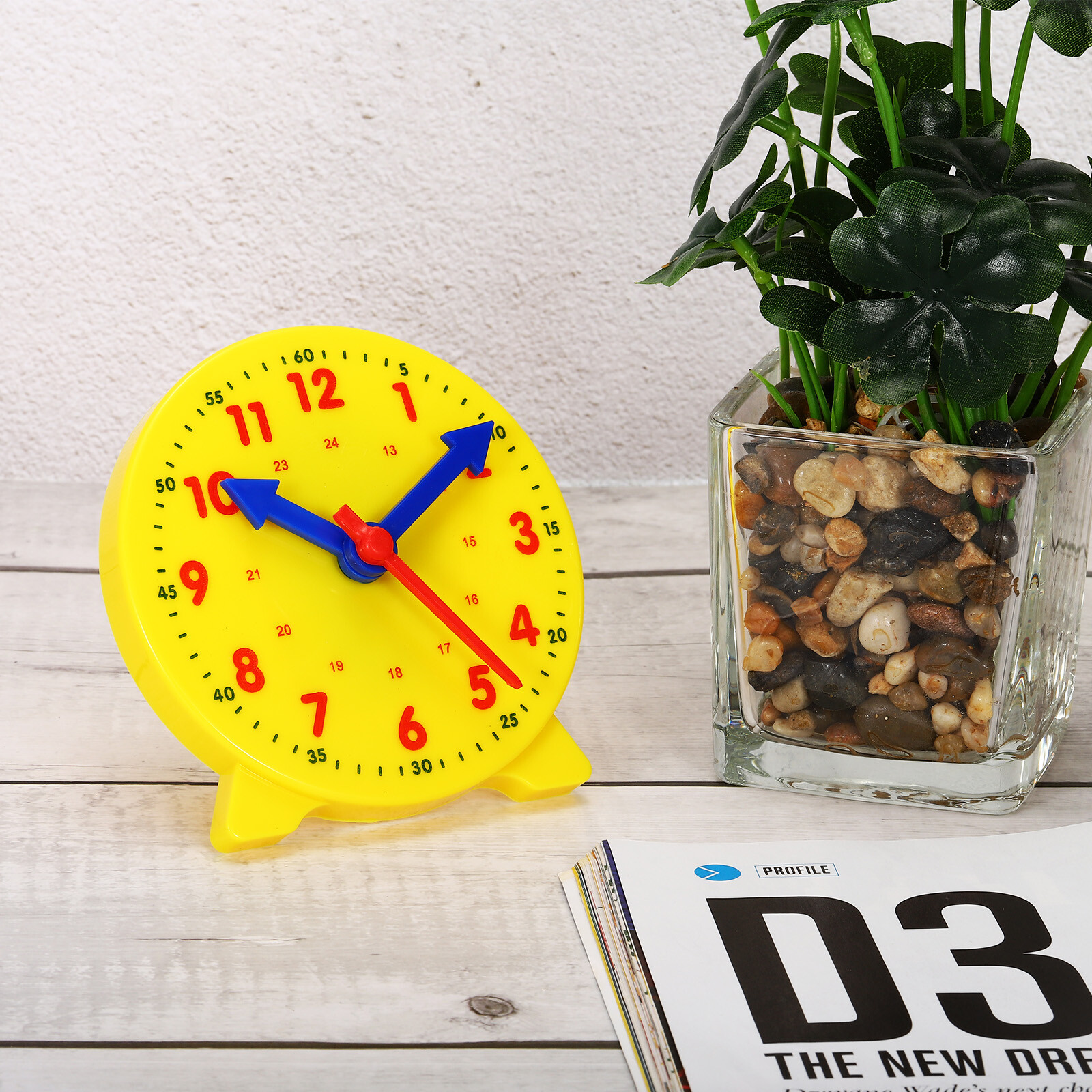 4 inch Teaching Clock Learning Time 24 Hour 3 Pointers Geared, Yellow ...