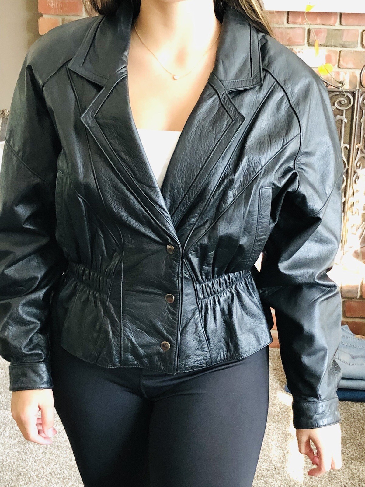 Vintage Maggie Lawrence 80s Black Leather Pleated Sna… - Gem