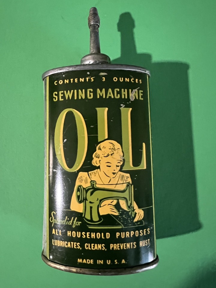 Vintage Lead Top Sewing Machine Oil Can Handy Oiler "Splendid For" 3oz ...
