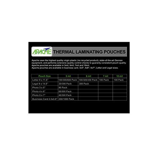 Apache Thermal Pouches Laminating 100 Count Paper Letter Sheet 5 Mil 9 ...