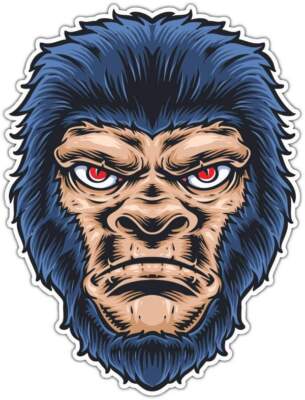 Ape Monkey Gorilla Funny Face Gorilla Car Bumper Window Sticker Decal 4 ...
